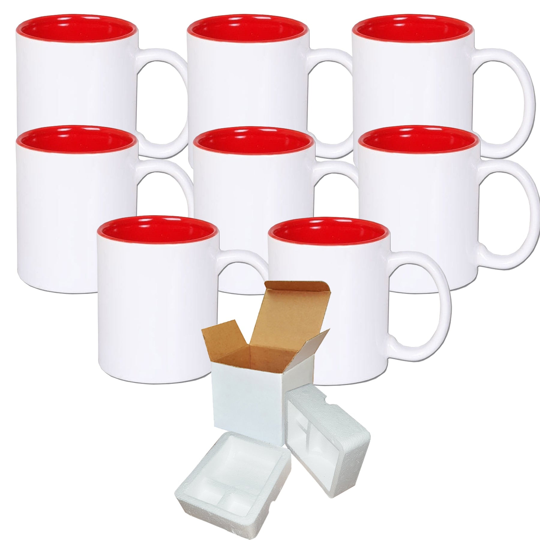 8 PACK 11 oz. Two-Tone - Red - Professional Grade Sublimation Mugs ...