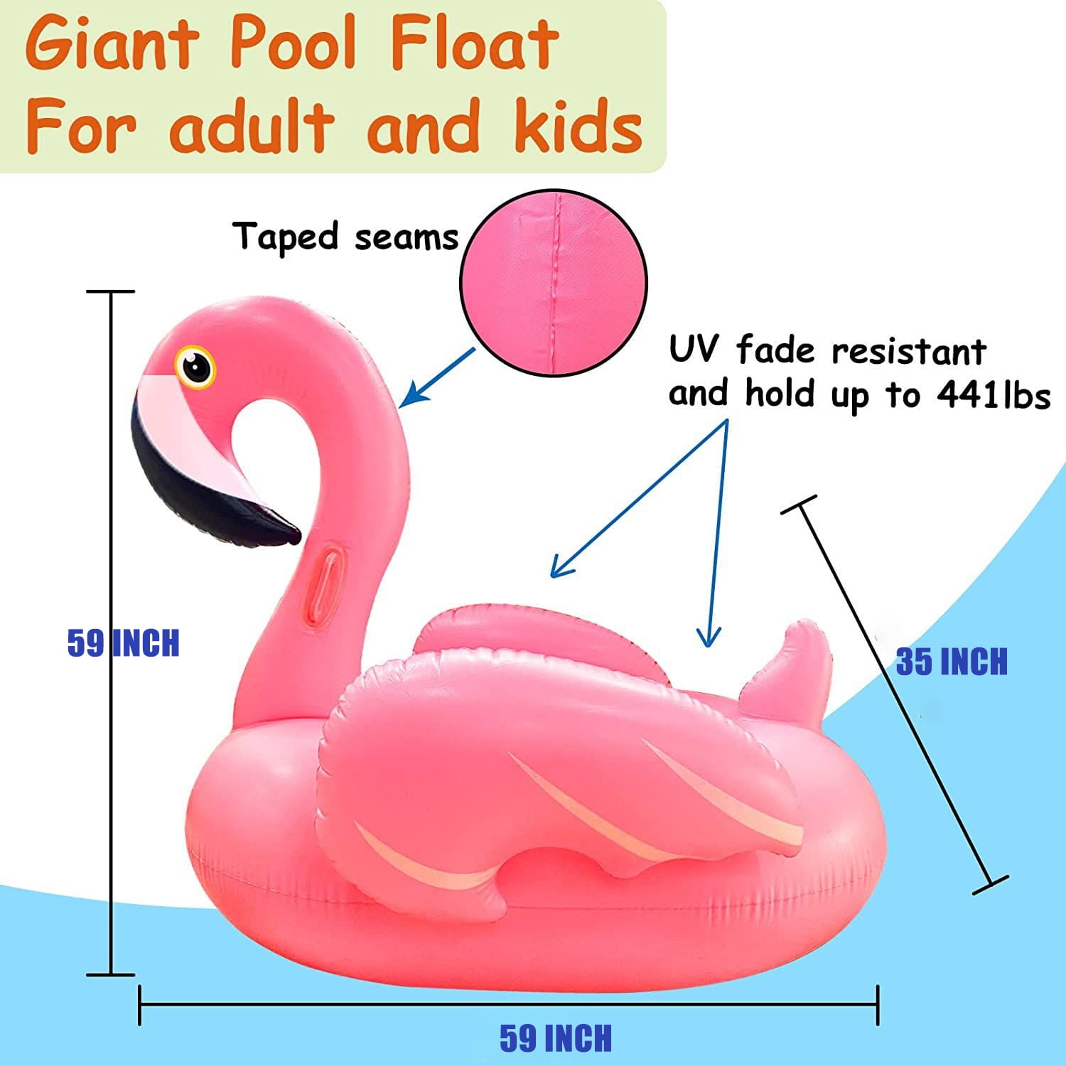 Buy Giant Inflatable Flamingo Ride On Pool Float, Blow Up Pool Floatie ...