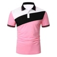 Afdoent Mens Polo Shirts Summer Color Block Lapel Short Sleeve Shirt ...