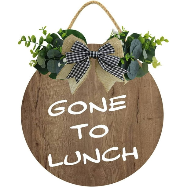 Eveokoki 12" Out To Lunch Signs For Office Desk, Gone To Lunch Wood ...