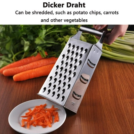 4-sided Stainless Steel Square Grater With Sharp Vegetable Slicer ...