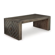 Signature Design by Ashley Frazwa Round Glasstop Coffee Table, Gray ...