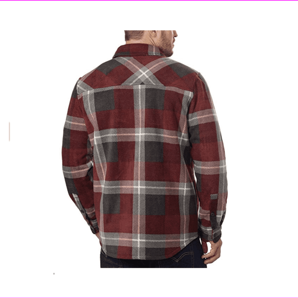 Freedom Foundry Mens Plaid Fleece Jacket Super Plush Sherpa Lined M