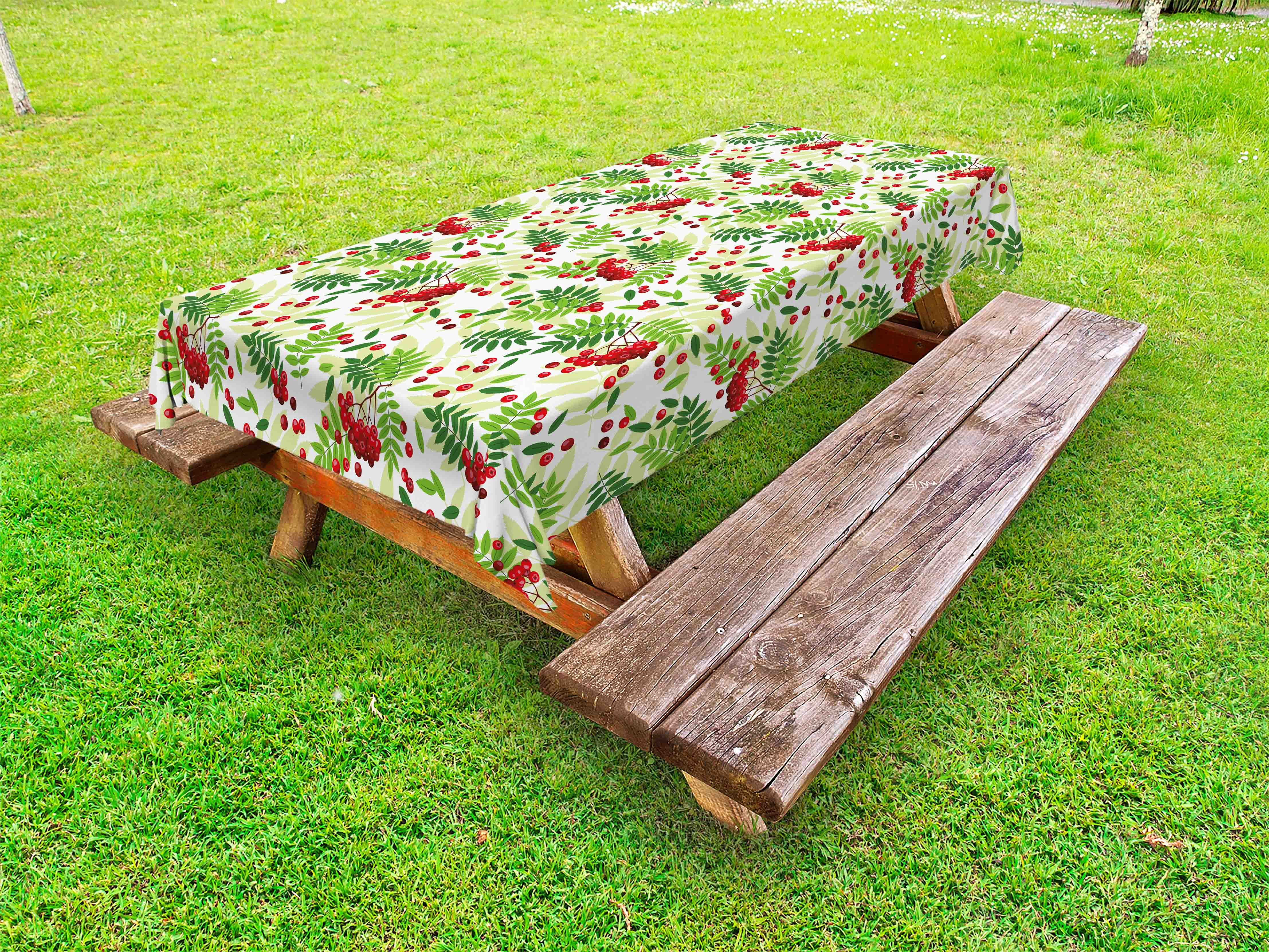 Rowan Outdoor Tablecloth, Green Leaves Wild Mountain Fruits Raceme ...