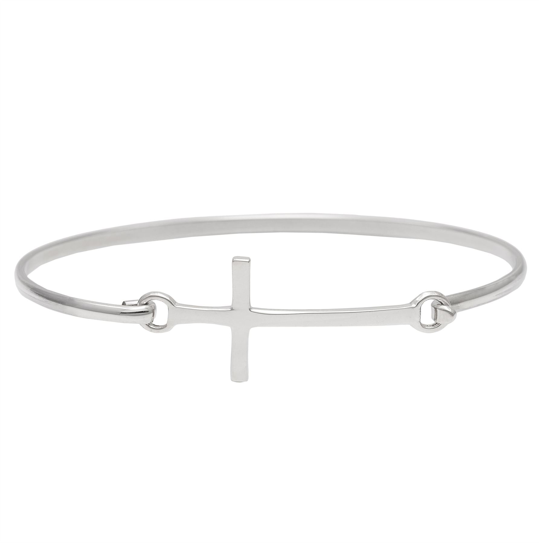 Silverly Classic Cross Sterling Silver Bangle - Religious Jewellery for ...