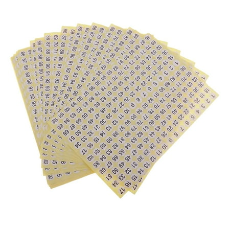 Set of 15 Sheets, Round Sticky Number Stickers, 1 to 102 Round Self ...