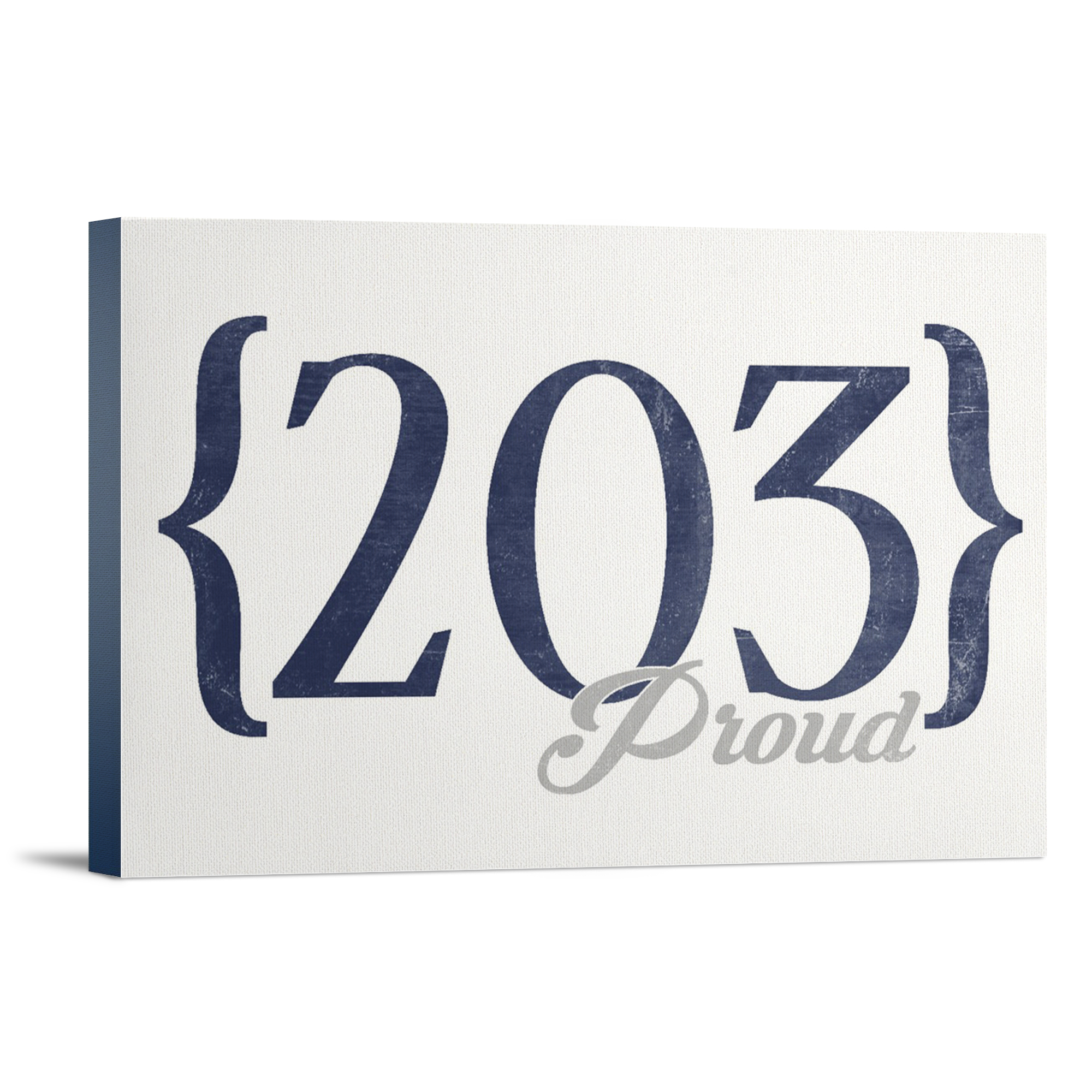 New Haven, Connecticut, 203 Area Code (Blue), (12x18 Wrapped Canvas ...