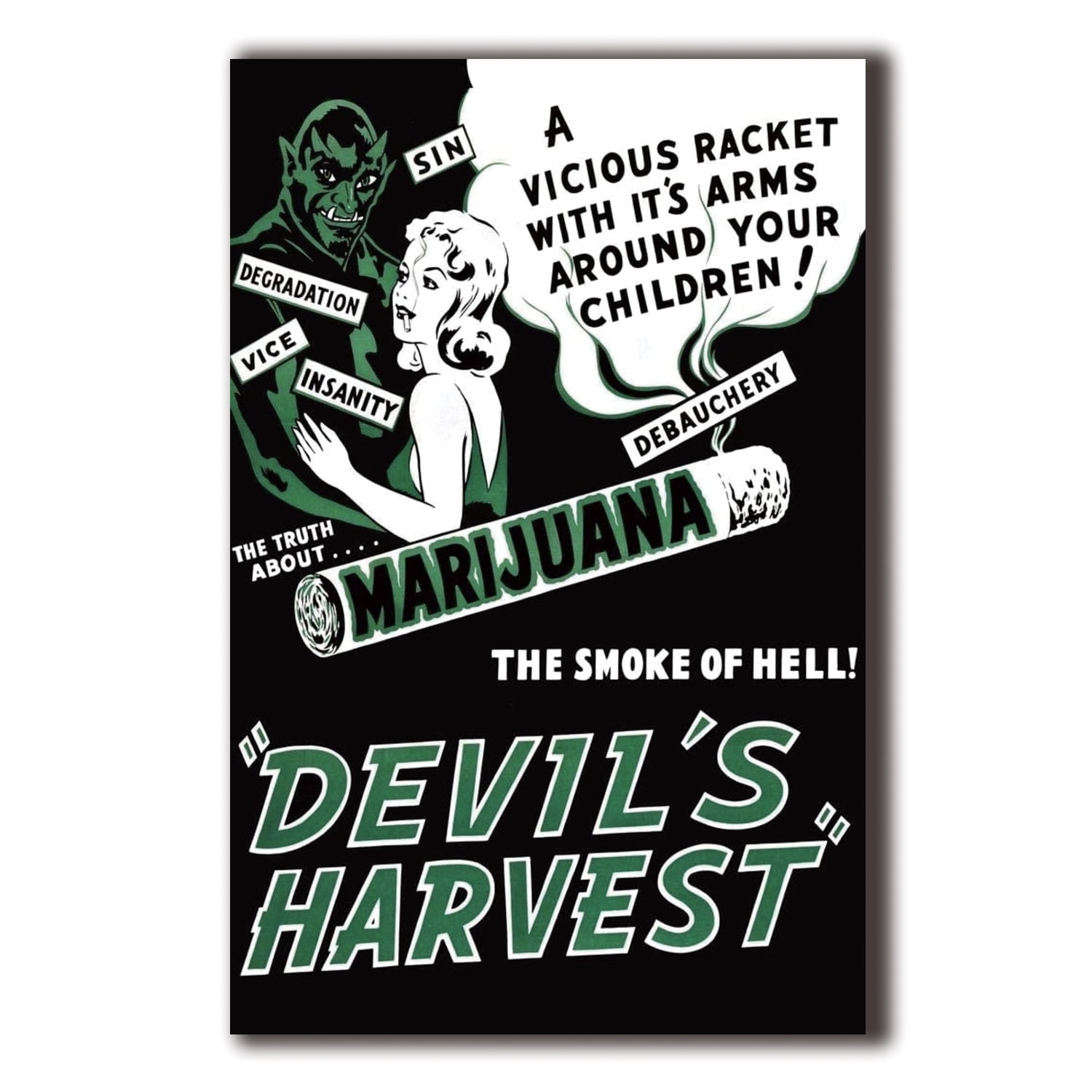 Devils Harvest Propaganda Retro Vintage Movie Poster for Home Decor ...