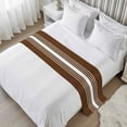 Abstract White Striped Bed Runner for Cal King Size Bed, Black Brown ...