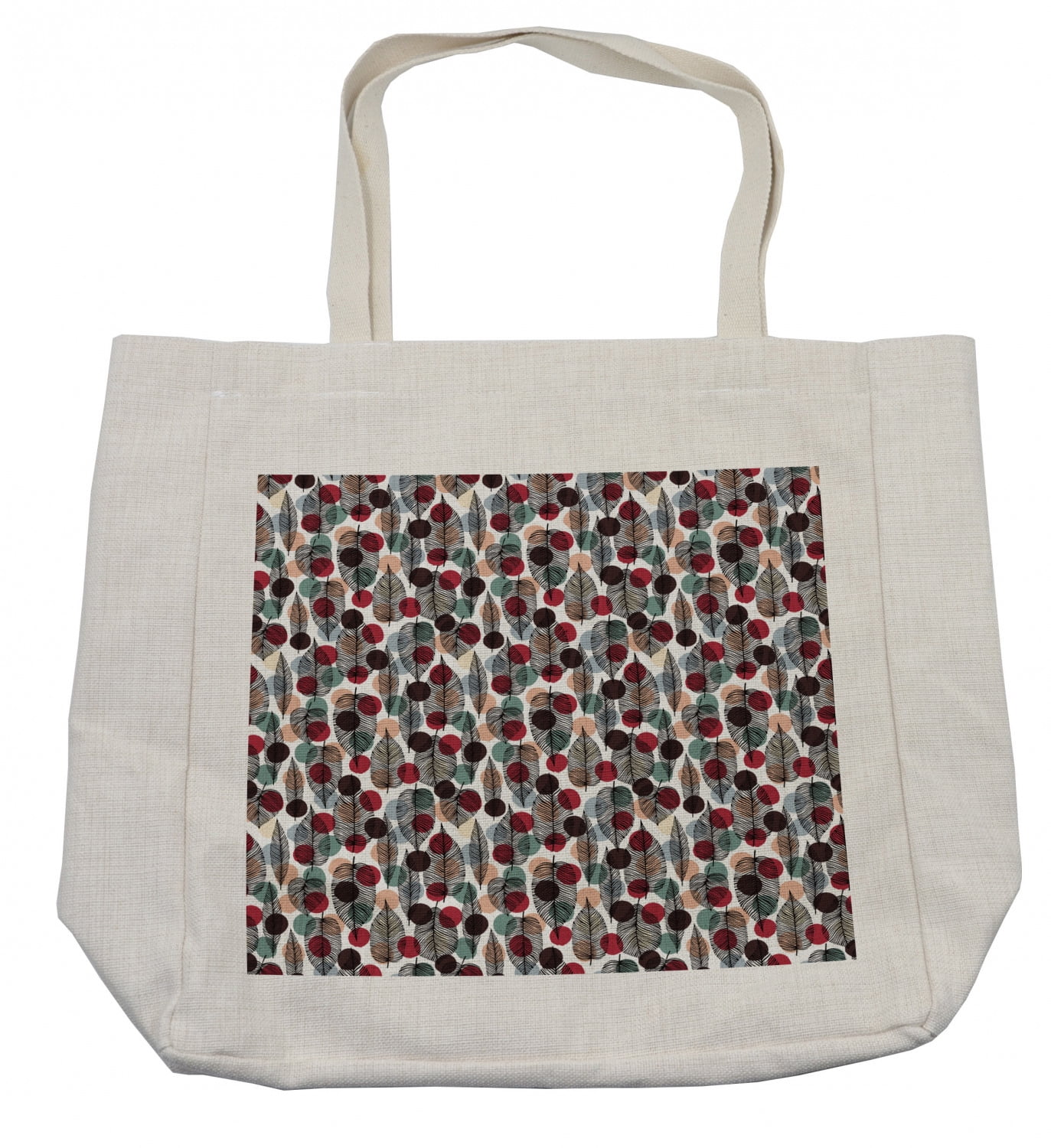Leaves Shopping Bag, Vintage Colorful Dotted Background with Foliage ...