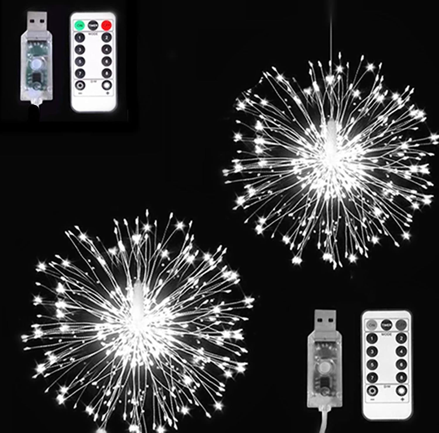 LINLIN Firework Light, 2 Pack Copper Wire Starburst Lights USB Operated ...