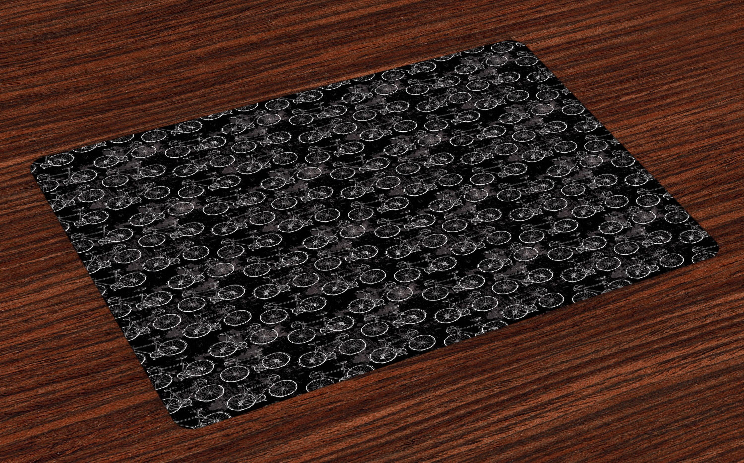 Ambesonne Bicycle Place Mats Set of 4, Vintage Bikes Grunge, Standard ...