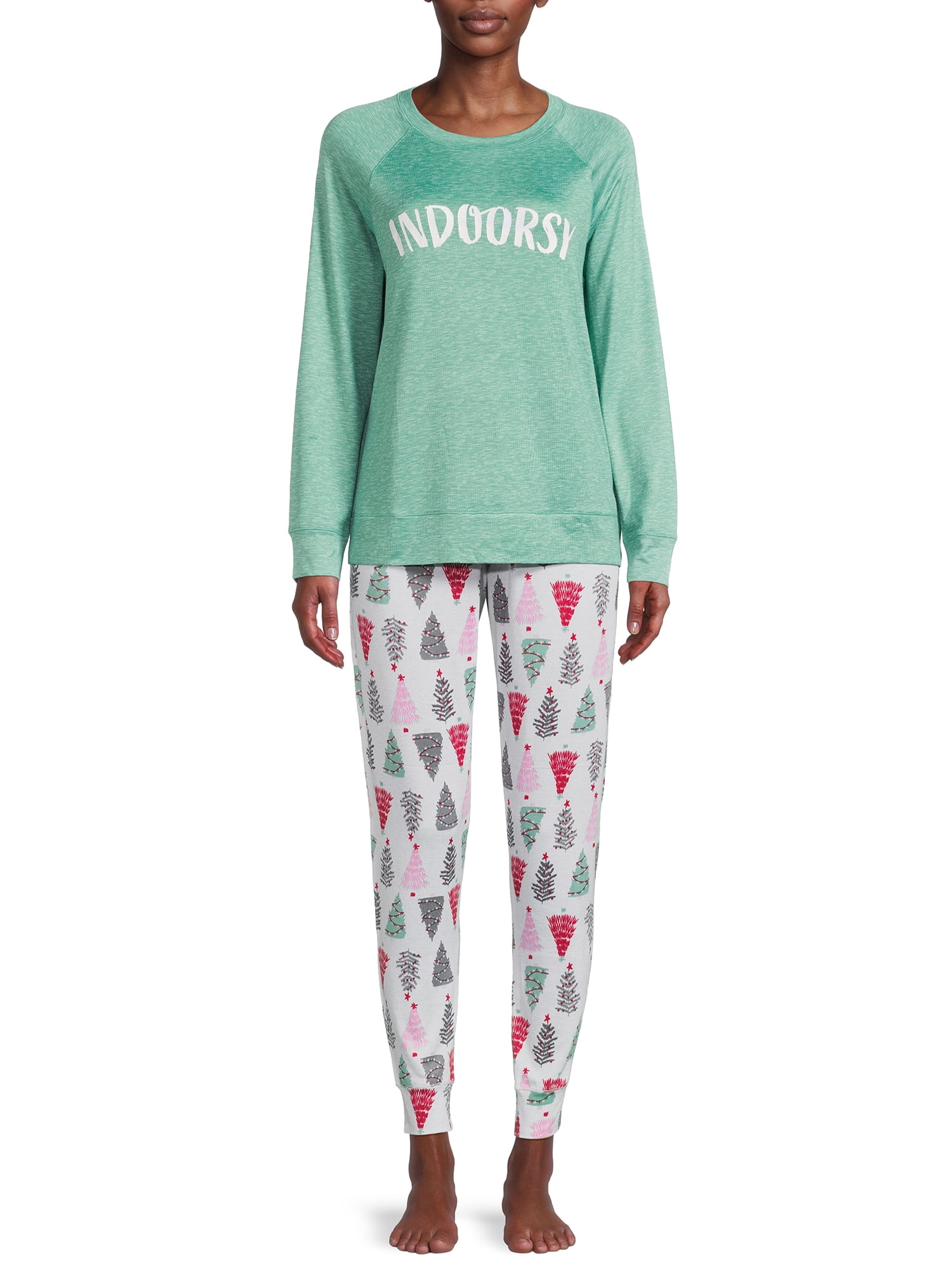 Jaclyn Intimates Long Sleeve Crew Neck Printed Pajamas (Women's or ...