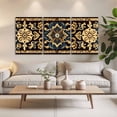Abstract Boho Flower Pattern Brown Canvas Wall Art 3 Panels, Yellow ...