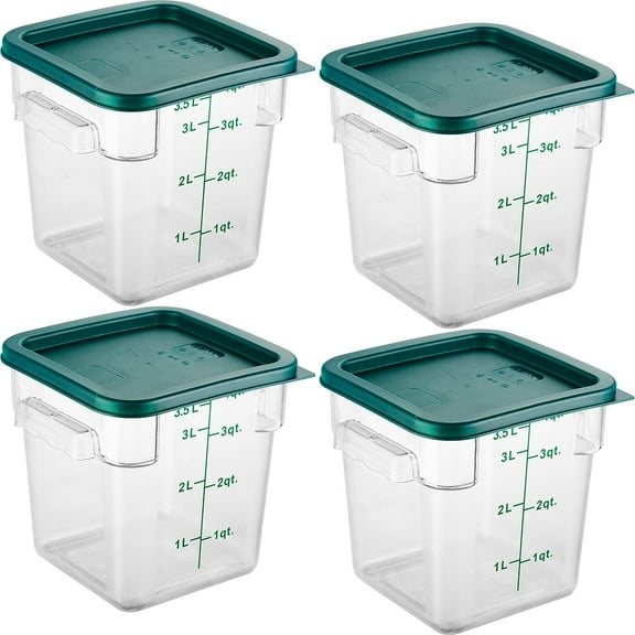4 Pack Food Storage Containers with Blue Lids - NSF Listed Commercial ...