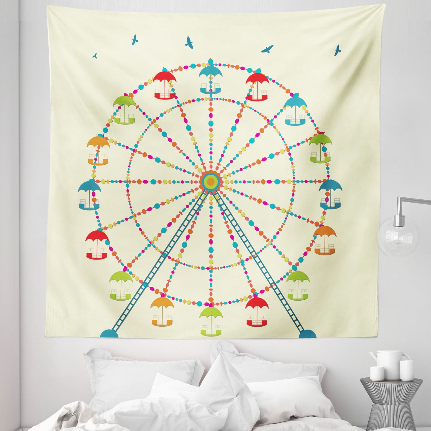 Ferris Wheel Tapestry, Weekend Enjoyment Concept Ferris Wheel Image ...