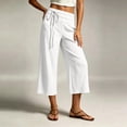 Guluxicc Womens Capri Pants Side Draw String Straight Leg Trousers with ...