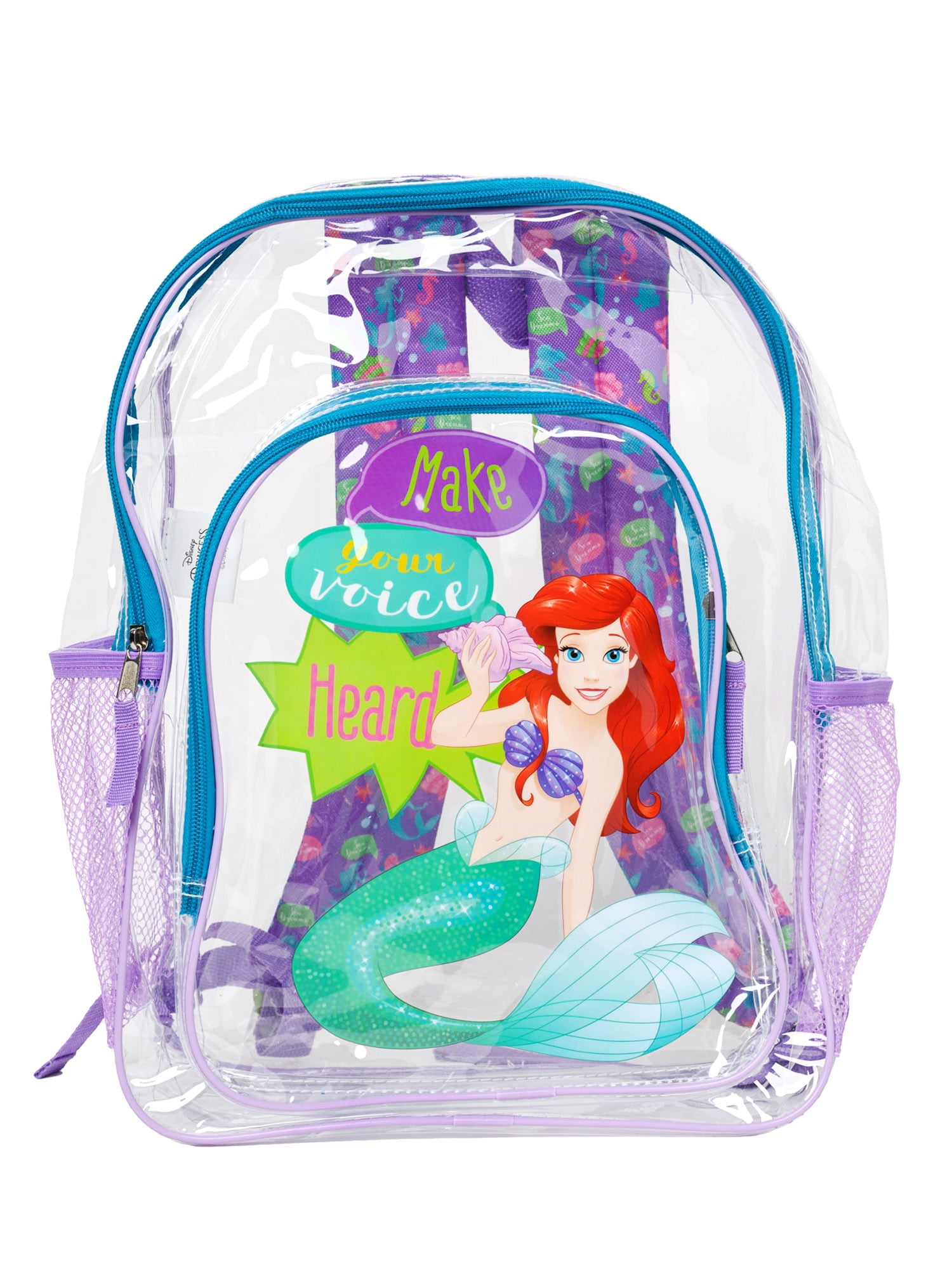 The Little Mermaid Transparent Backpack 16" Disney Ariel Make Your ...