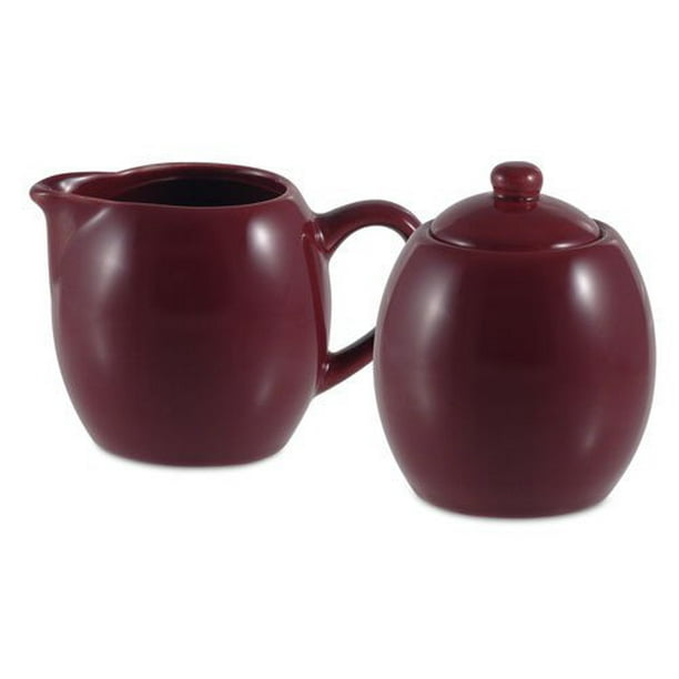 Burgundy Ceramic Creamer and Sugar Service Set with Lid - Walmart.ca