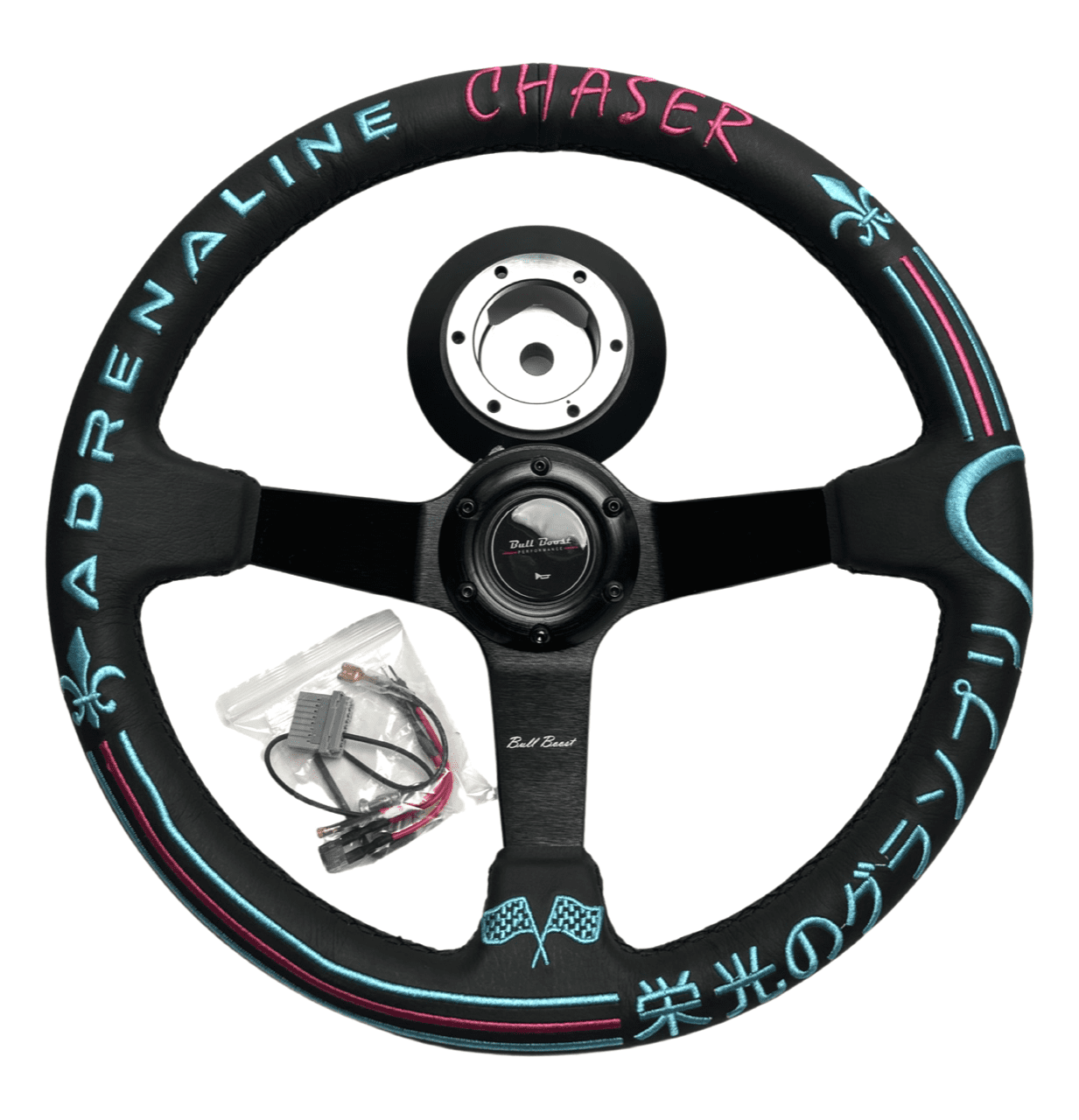 Leather 350mm Steering Wheel Short Hub Adapter Kit For Mitsubishi EVO X ...