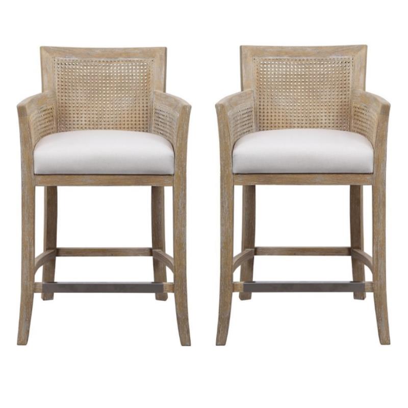 Home Square Encore Counter Stool in Off White Finish - Set of 2 ...
