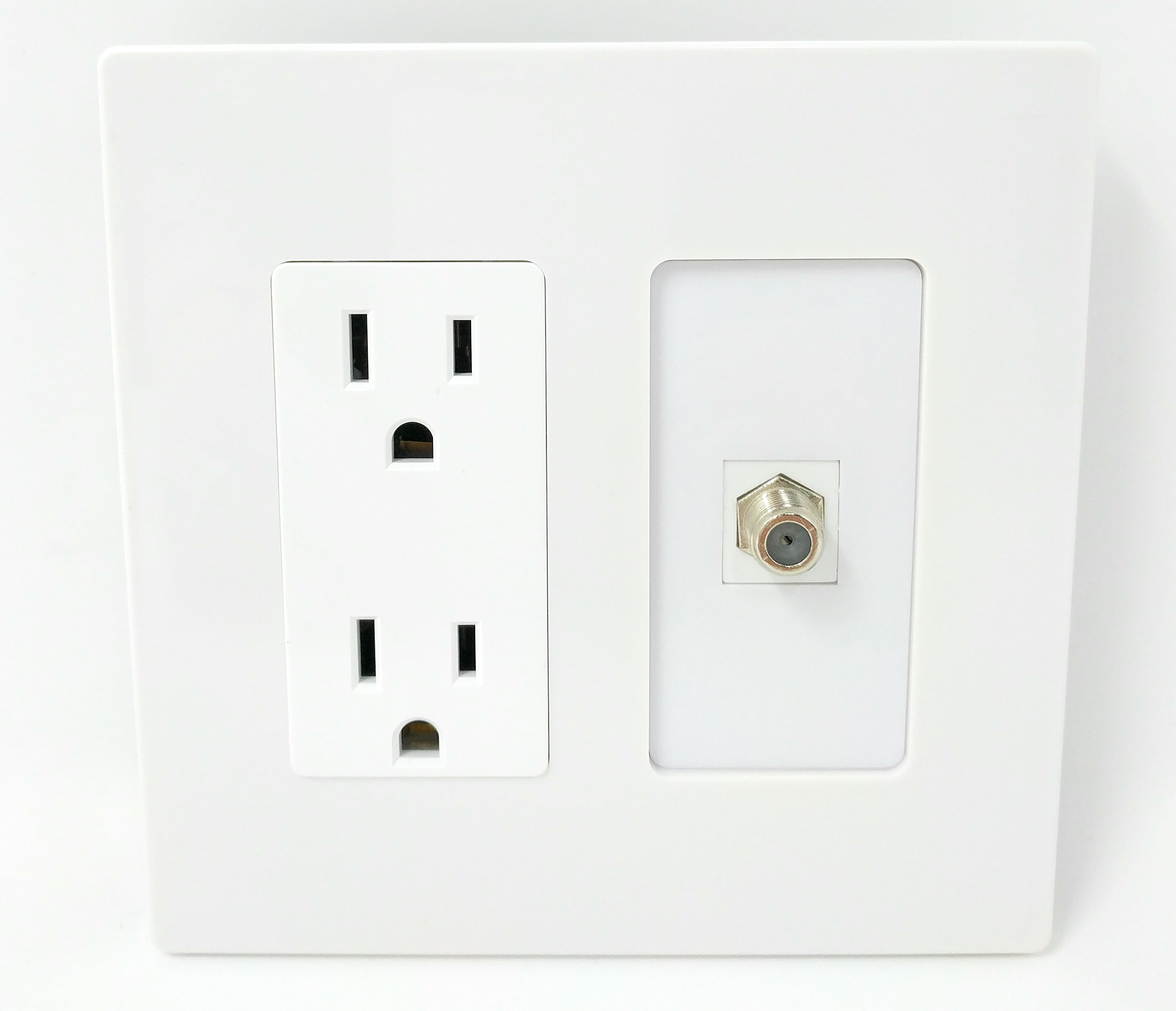 RiteAV - 15 Amp Power Outlet and 1 Port Coax Cable TV- F-Type ...