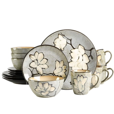 Elite Dakari 16 pc Dinnerware Set Grey Reactive Stoneware | Walmart Canada