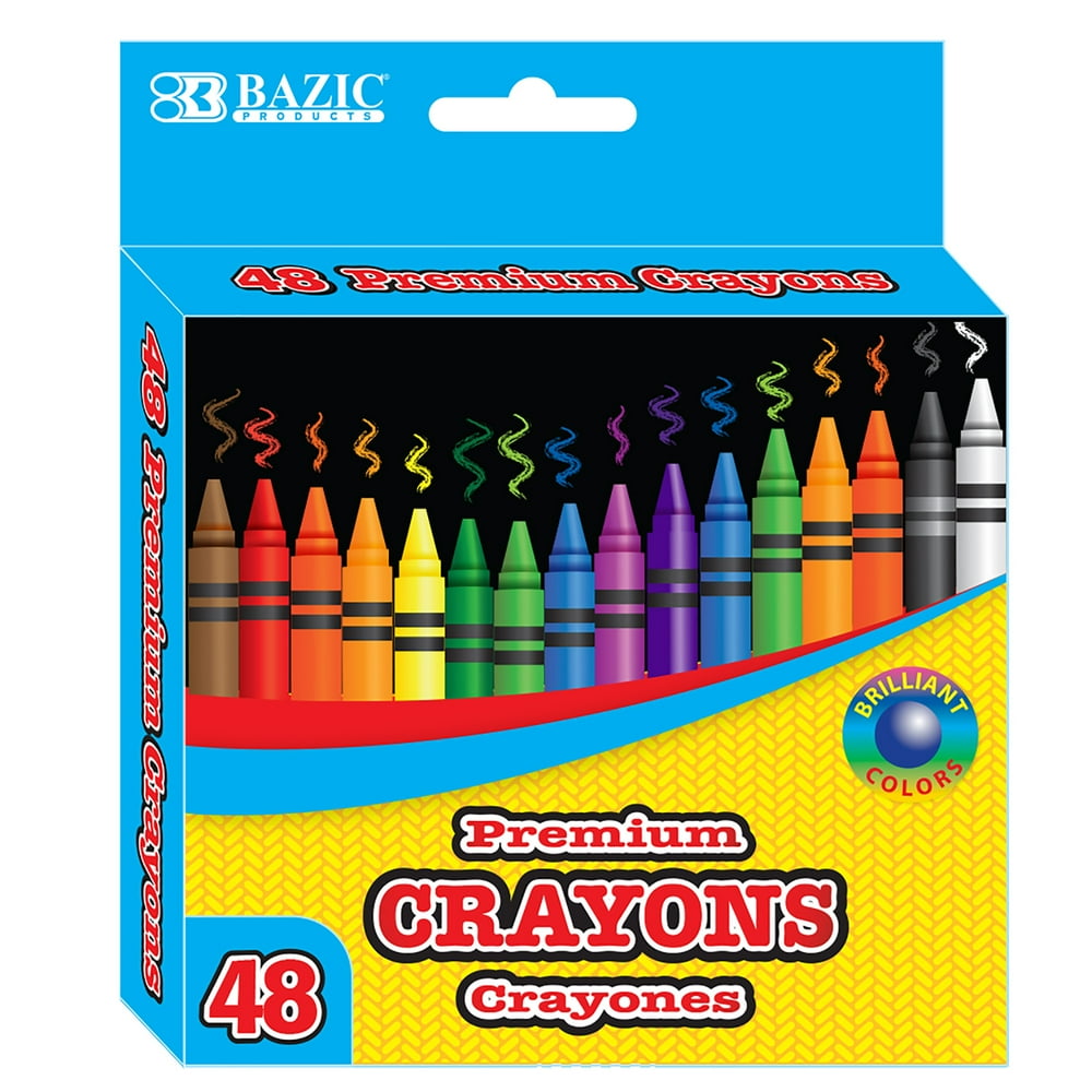 BAZIC Crayons 48-Count, Assorted Colors Coloring Crayon Set, Non Toxic ...