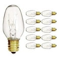 Pack of 10 15W C7 Clear Light Bulbs, Candelabra E12 Base, Nightlight ...
