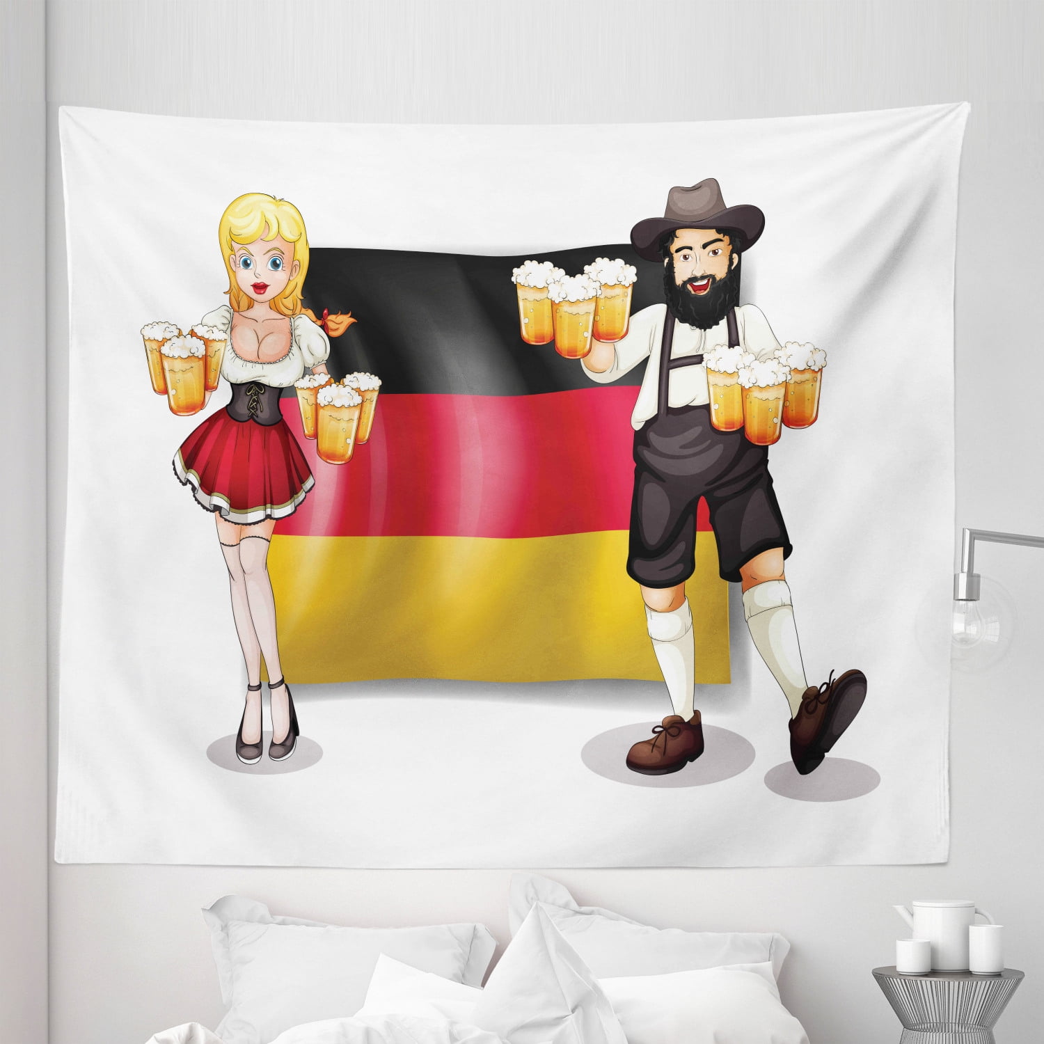 German Tapestry, Country Flag Man and Woman in Traditional Clothes ...