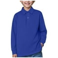 CAUYDY Boys Back To School Cotton Long Sleeve Solid Basic Pique Polo ...