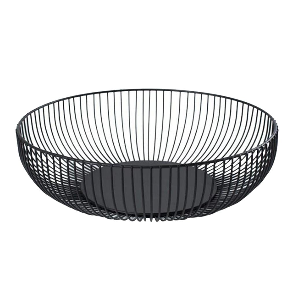 Black Wire Fruit Bowl Countertop Storage Basket Dish Fruit Vegetables ...