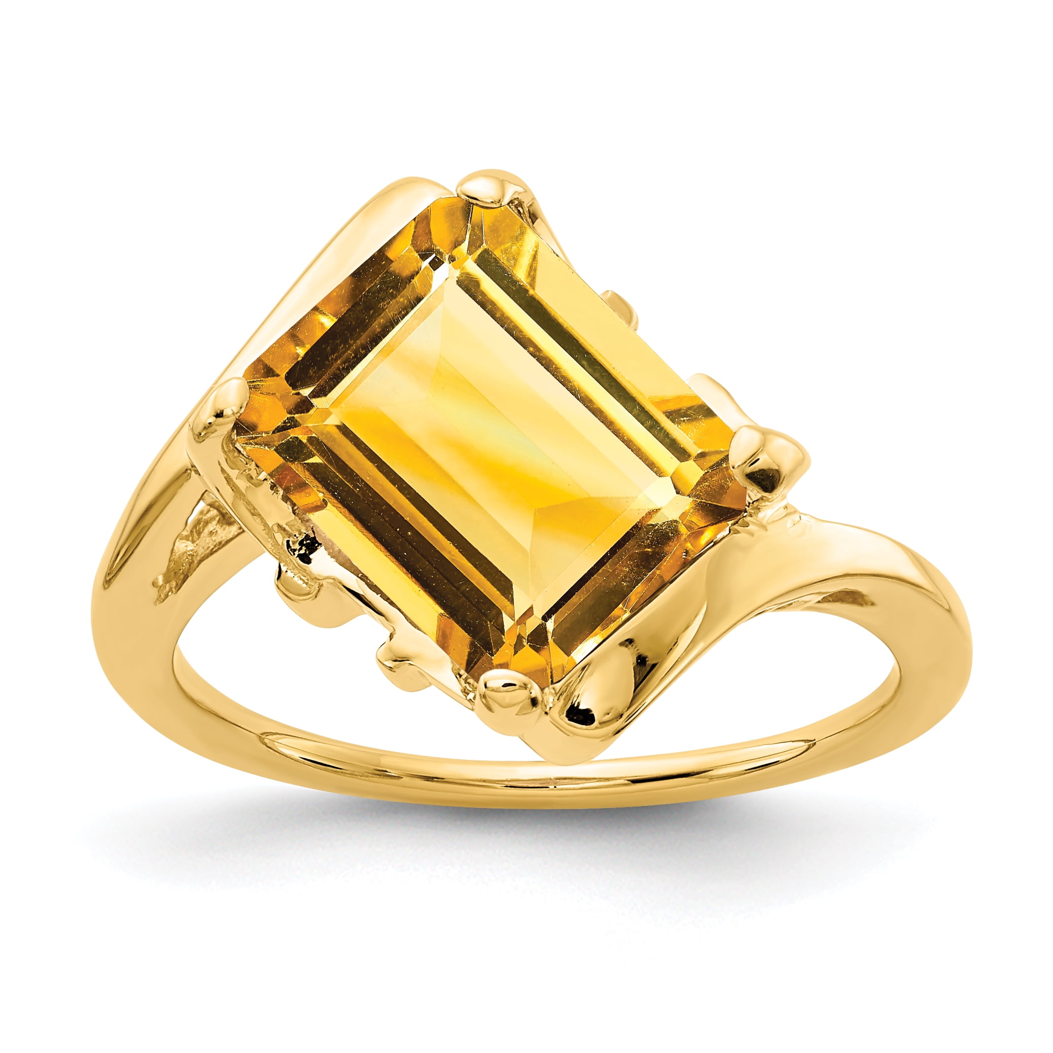 Primal Gold 14 Karat Yellow Gold 10x8mm Emerald Cut Citrine ring ...