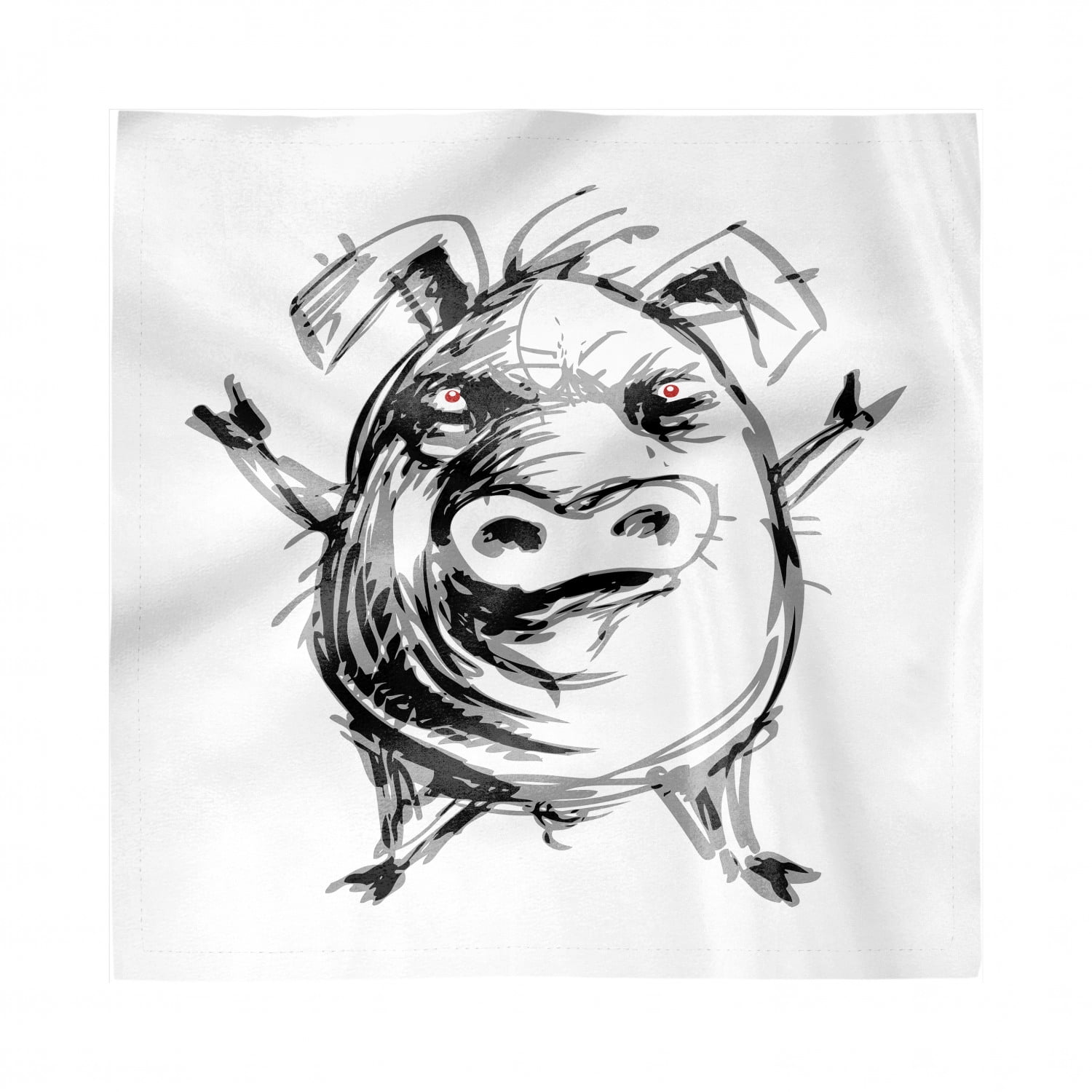 Razorback Decorative Napkins Set of 4, Hand Drawn Grunge Sketch of ...