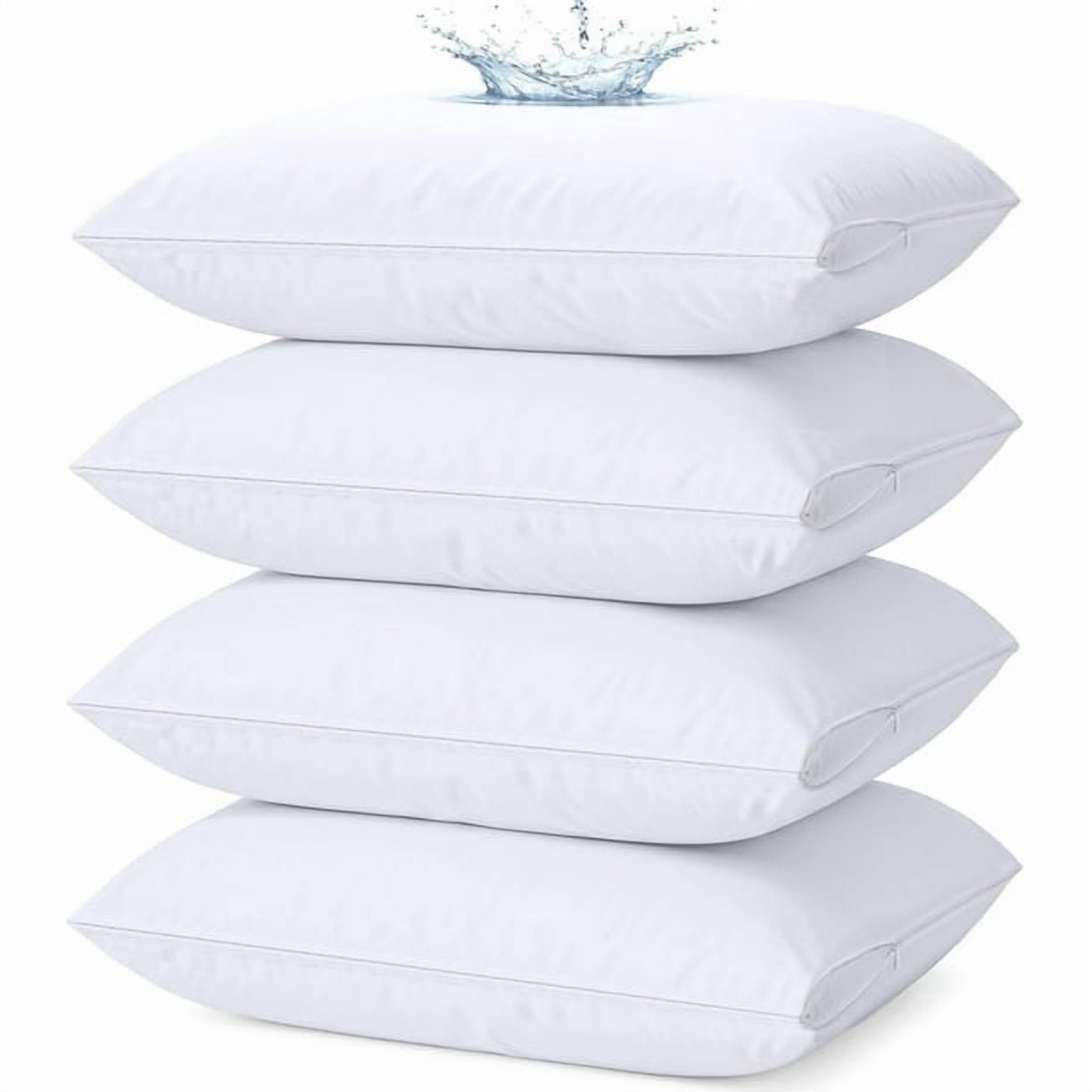 Beddora 4 Pack Pillow Protectors King Size – Waterproof Zippered Pillow ...