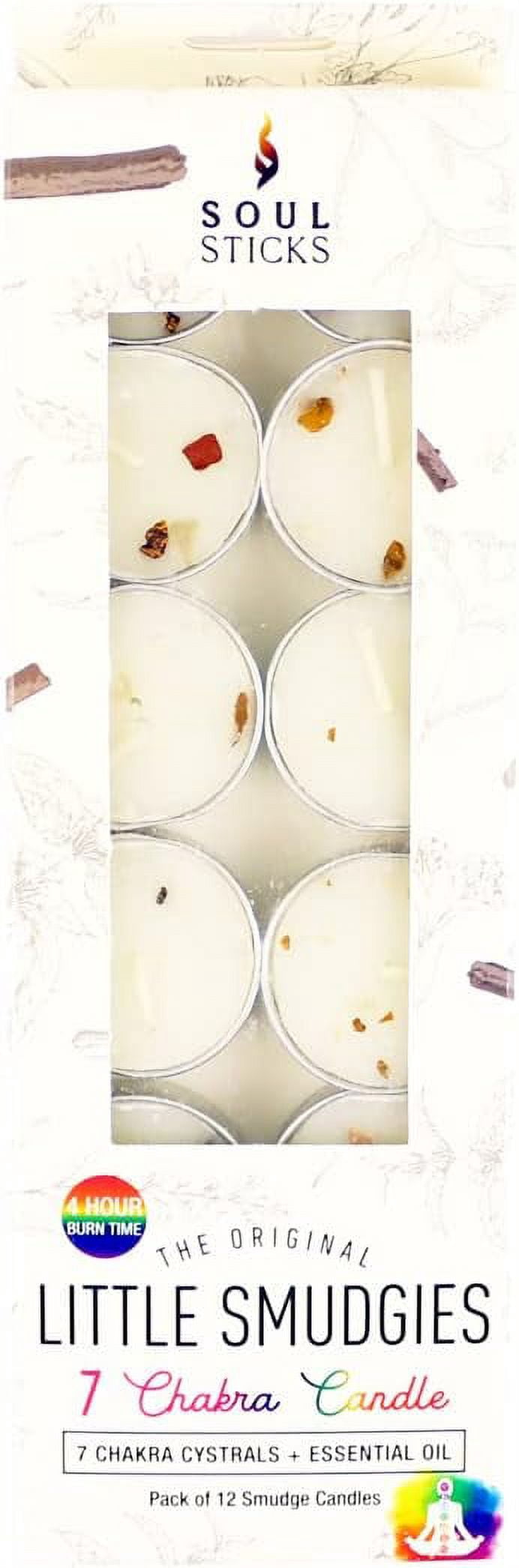 Soul Sticks 12 Pack 7 Chakra with White Sage Smudge Tealight Candles or ...