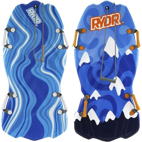 Rydr 45in Hard Plastic Molded Snow Sled for Kids, Dual Riders, Sky Blue ...