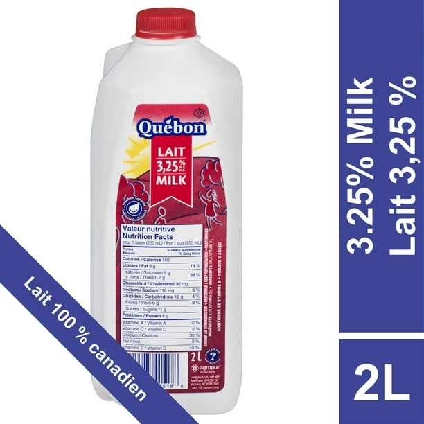 Québon 3.25% Milk, 2 L Jug - Walmart.ca