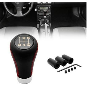Universal Shift Knob Shifter Boot Cover Black With Red Stitches PVC ...