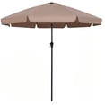 FENGFAN 10ft Brown Scalloped Patio Umbrella Push Button Tilt Crank Lift ...