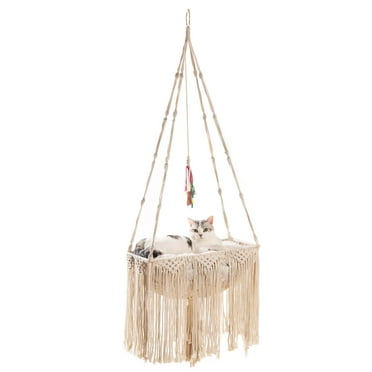 Mewoofun Macrame Cat Hammock, Wall Perch Kitty Kitten Pet Window Swing ...