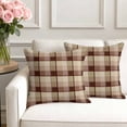Brown Buffalo Plaid Pillow Covers Set of 4, Geometric Check Abstract ...