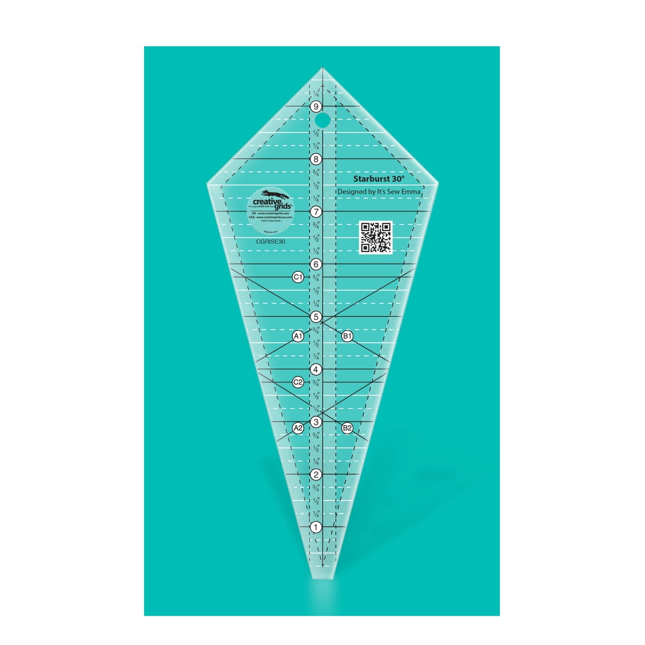 Creative Grids Starburst 30 Degree Triangle Quilt 9-1/2in Ruler ...