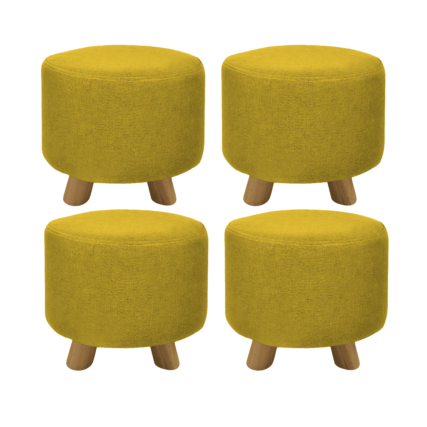 Set 4 Bancos Puff Banquito De Madera Tela Lisa amarillo chico | Walmart ...