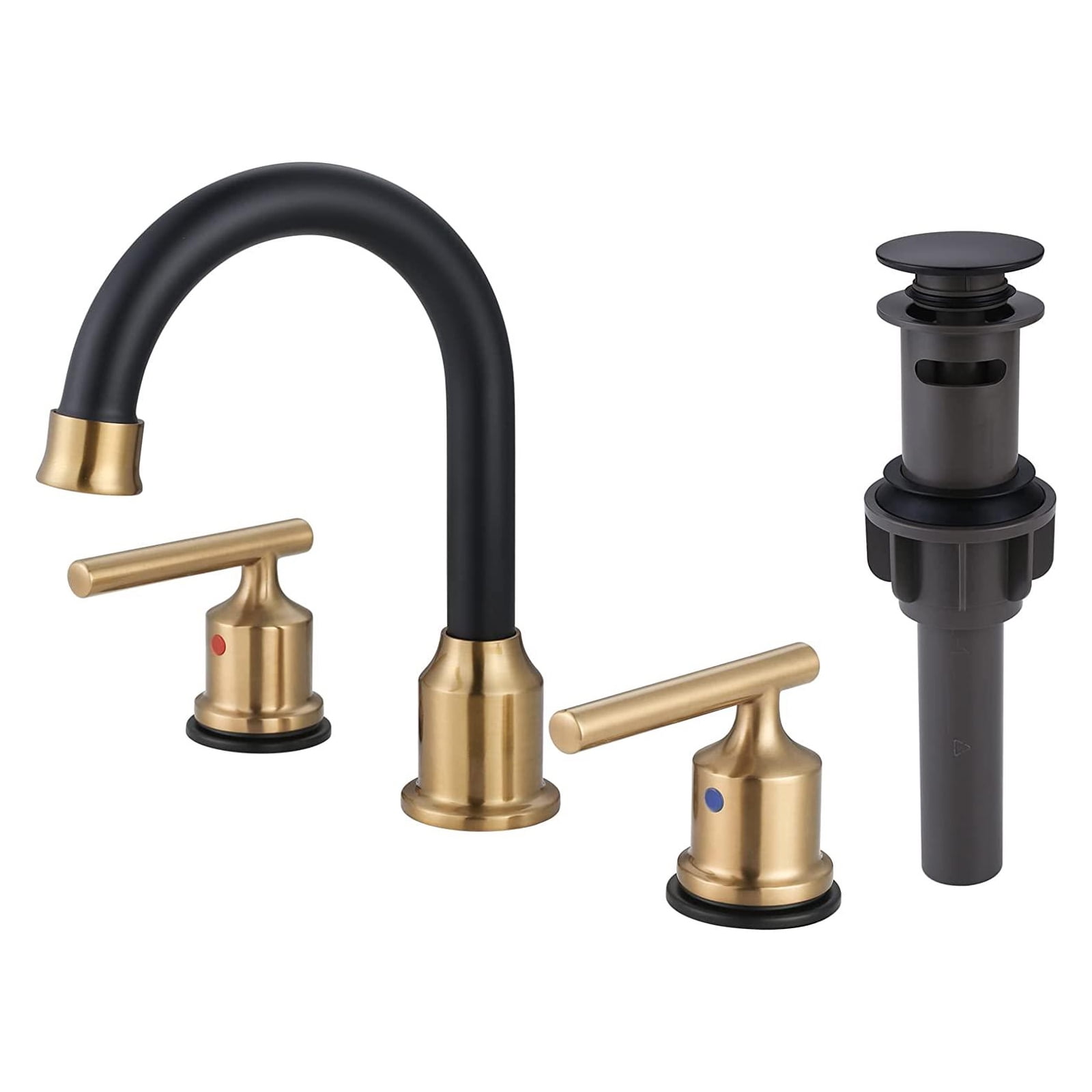WOWOW Widespread Bathroom Sink Faucet with Pop-up Drain Plug Vanity ...