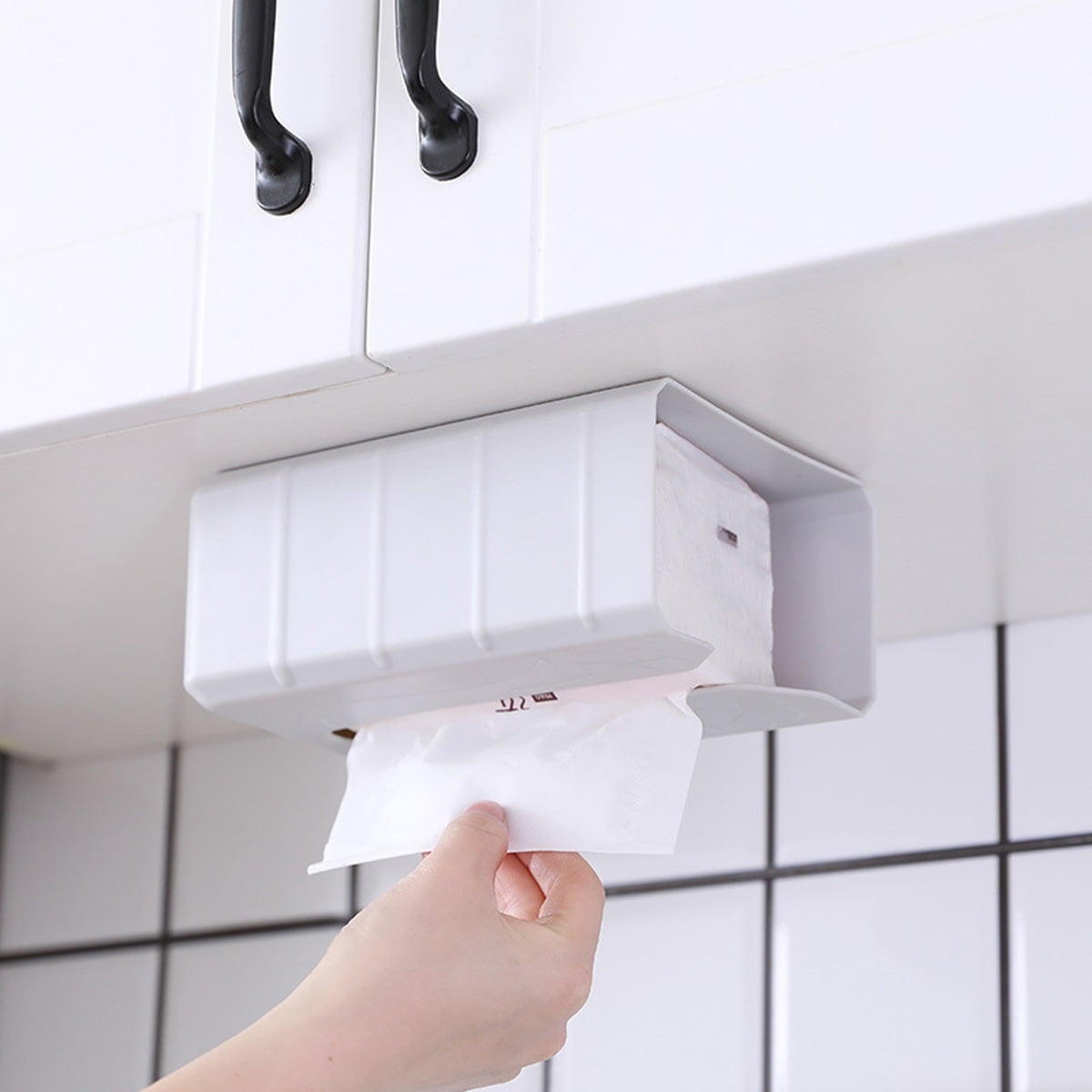 Wall Mount Tissue Holder Adhesive Tissue Box Cover Dispenser Toilet