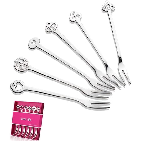 Reusable Fruit Fork Cake Fork Cocktail Forks Stainless Steel - 6 Pack ...