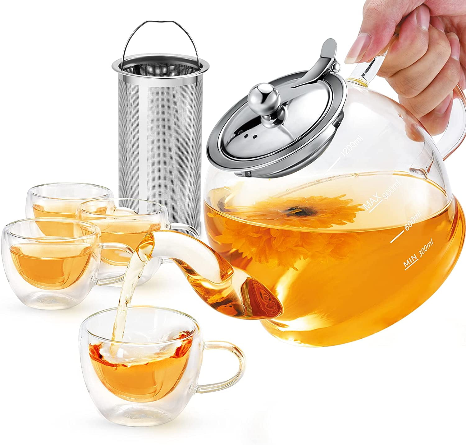 Perfect Design of Teapot: Our glass teapot specially designed with non ...