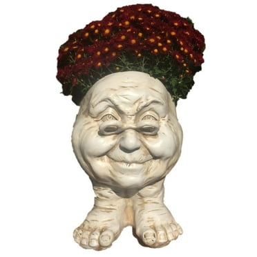Homestyles Antique White Grumpy the Muggly Face Humorous Statue Planter ...