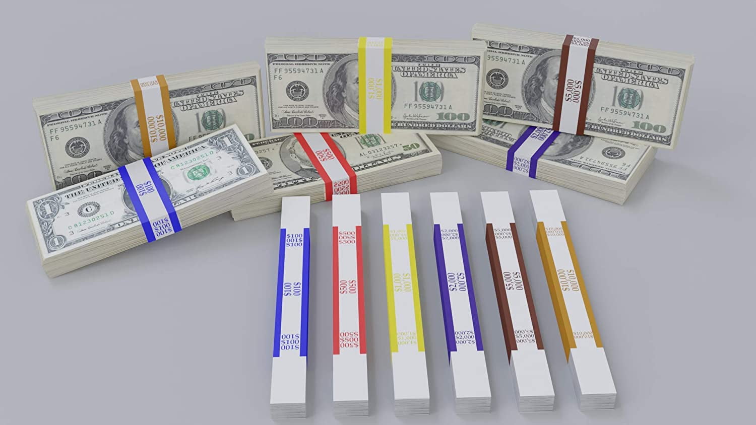 Buy Money Bands Currency Straps- 600 Pieces Self Adhesive Color Coded ...